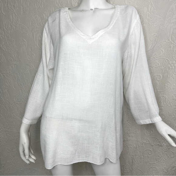 Color Me Cotton | Tops | Cmc Color Me Cotton Textured White Linenrayon ...